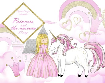 Watercolor Unicorn Clipart Illustrations Cute Pastel Unicorn | Etsy