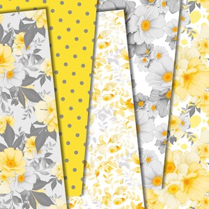 Floral Digital Paper Pack, Yellow Flower Papers, Digital Background ...