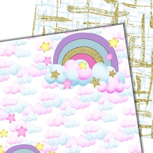 Unicorn Paper, Unicorn Digital Pattern, Scrapbook Paper, Rainbows and ...