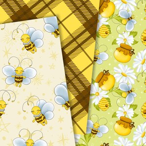 Bee Digital Paper, Bees Pattern, Cute Bee Paper, Daisy Paper, Daisy ...