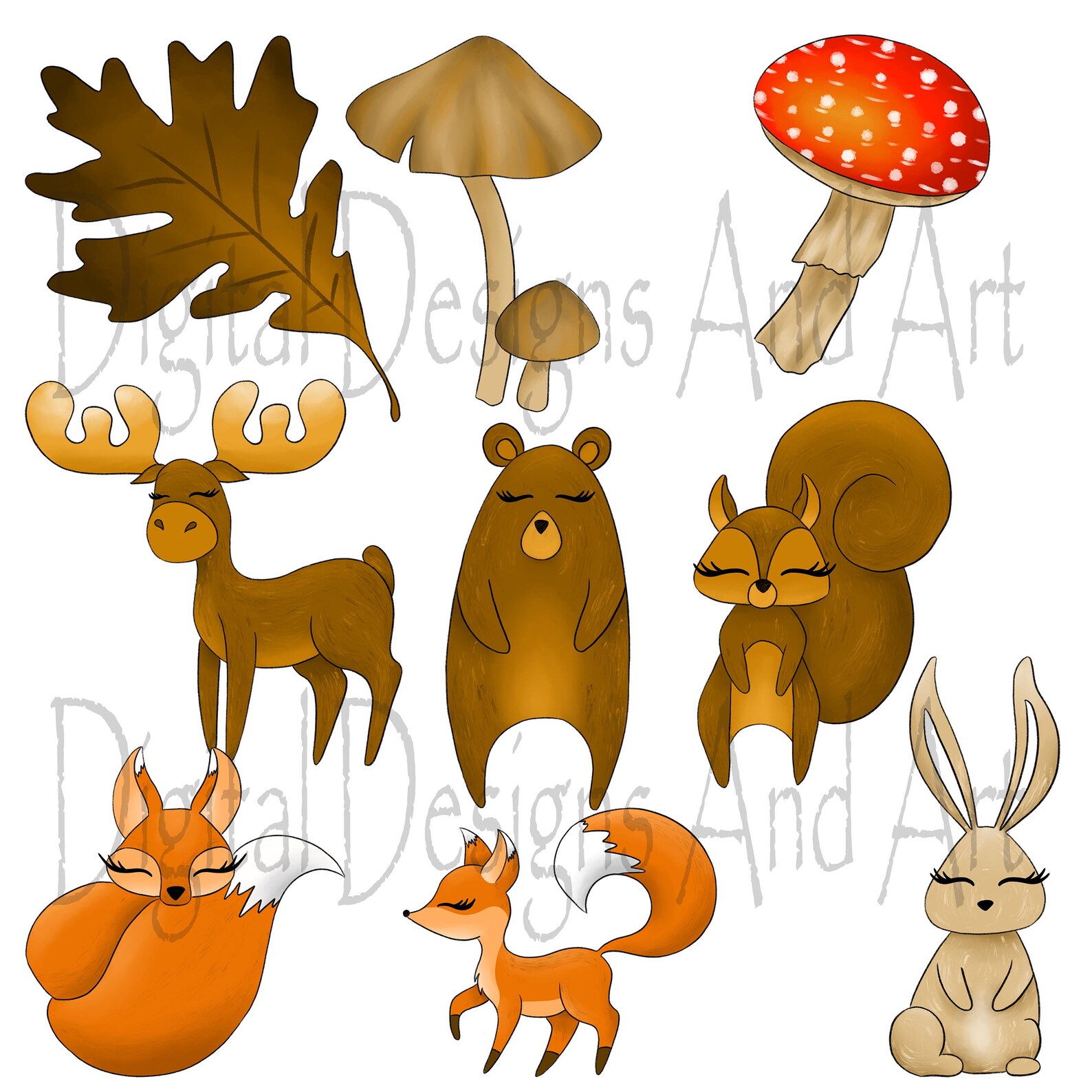 Autumn Animals Clipart Animals Clipart Watercolor Clipart - Etsy