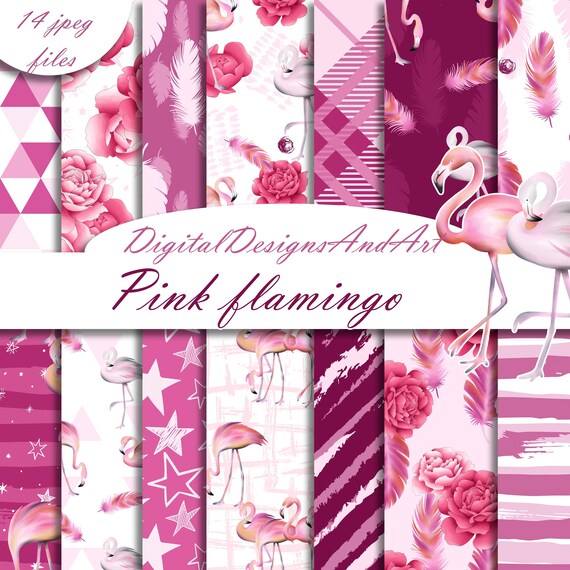 Flamingo Digital Paper Flamingo Pattern Planner Supplies - Etsy