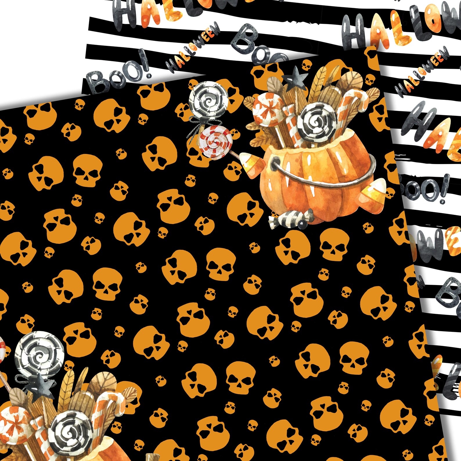 Halloween Digital Paper Halloween Witch Pattern Sweets Paper - Etsy