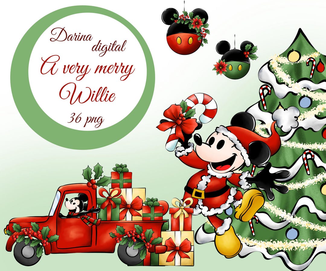 Christmas Willie Clipart, Mouse Clipart, Xmas Clipart, Watercolor ...