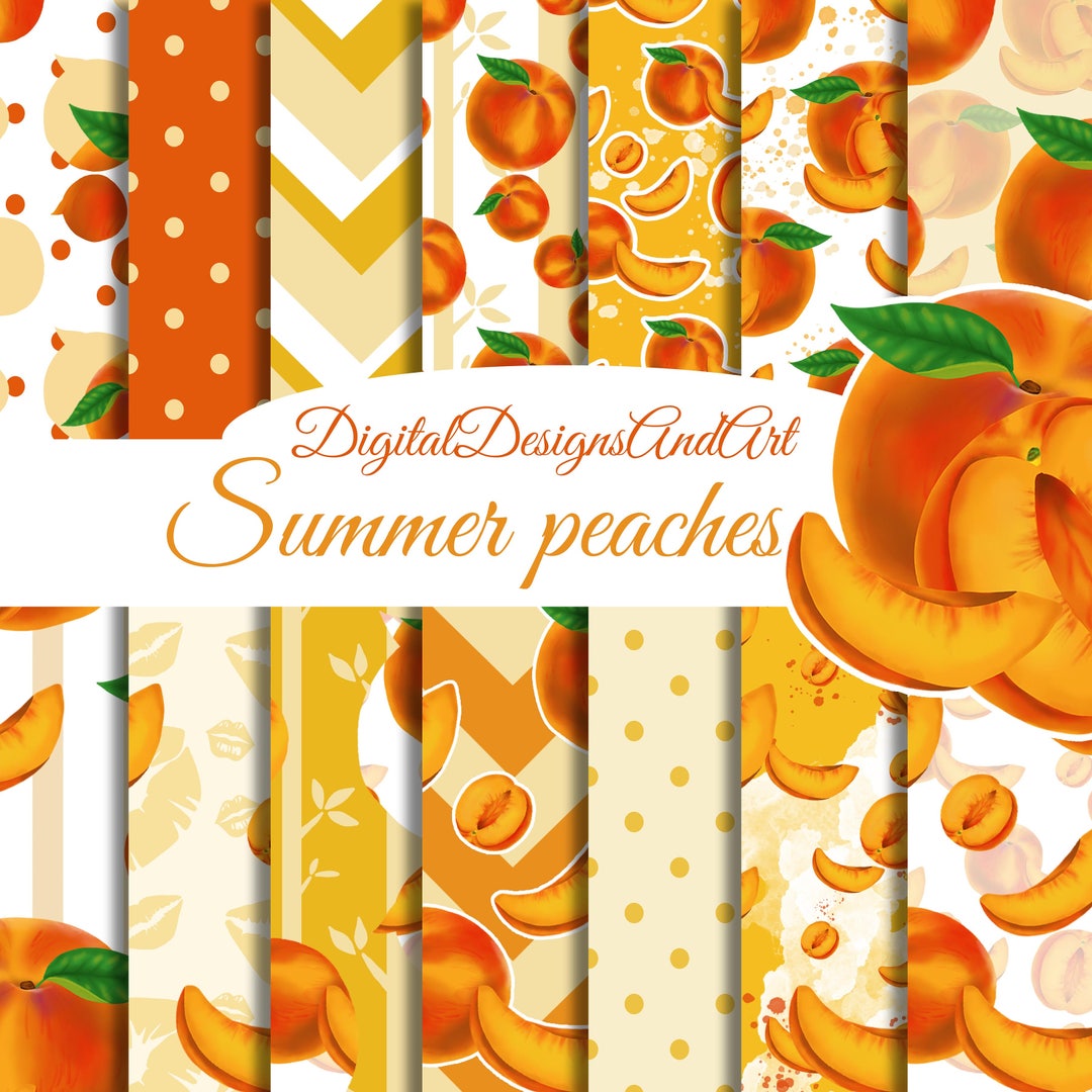 Peach Digital Paper, Peaches Patterns, Digital Background, Scrapbook ...