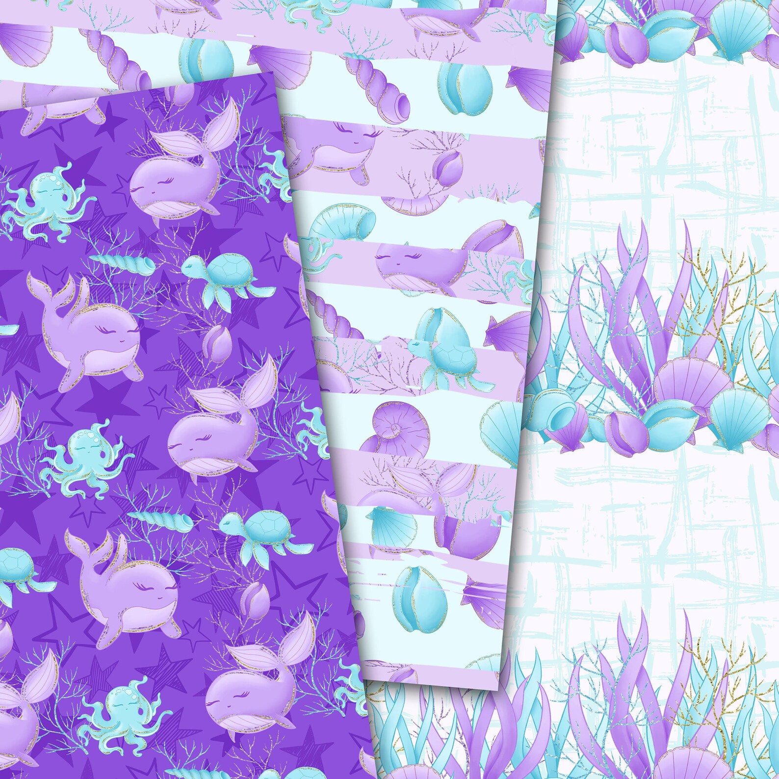 Sea Animals Digital Paper Sea Paper Animals Pattern | Etsy