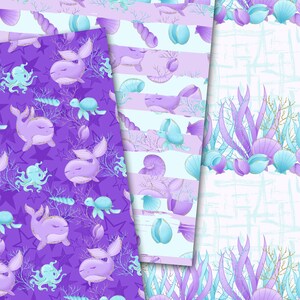 Sea Animals Digital Paper, Sea Paper, Animals Pattern, Watercolor Paper ...