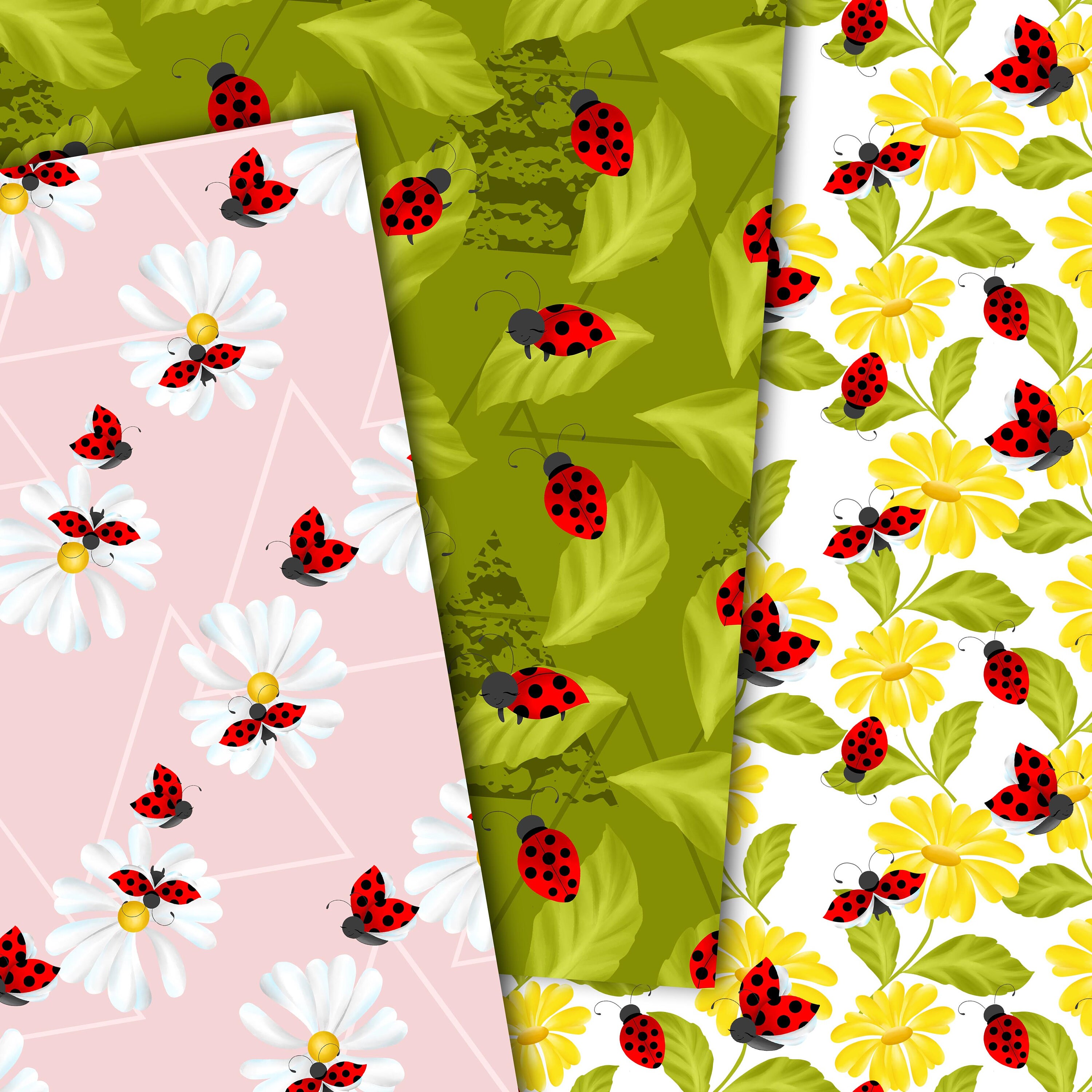 Ladybug Digital Paper Ladybug Patterns Bug Papers Daisy | Etsy