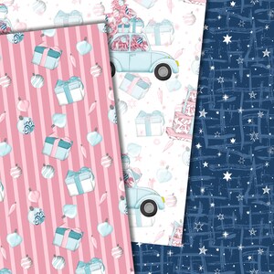 Pink Christmas Paper Pack, Seamless Paper, Christmas Pattern, Christmas ...