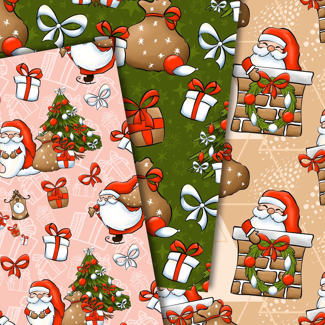 Santa Claus paper Santa paper Santa pattern christmas | Etsy