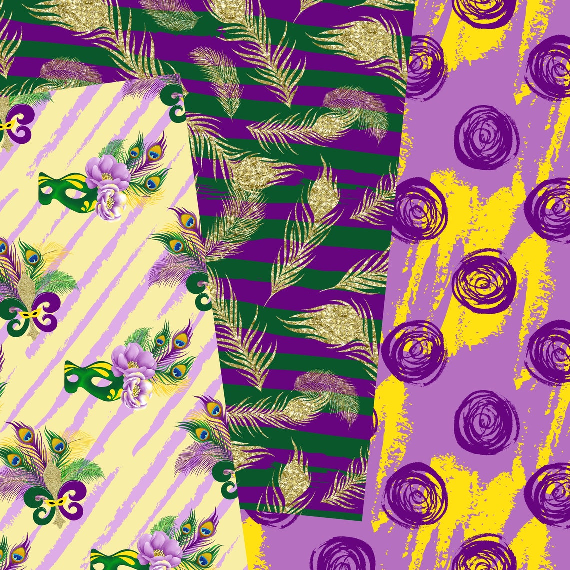 Mardi Gras Glitter Paper, Fun Digital Paper, Holiday Digital Paper ...
