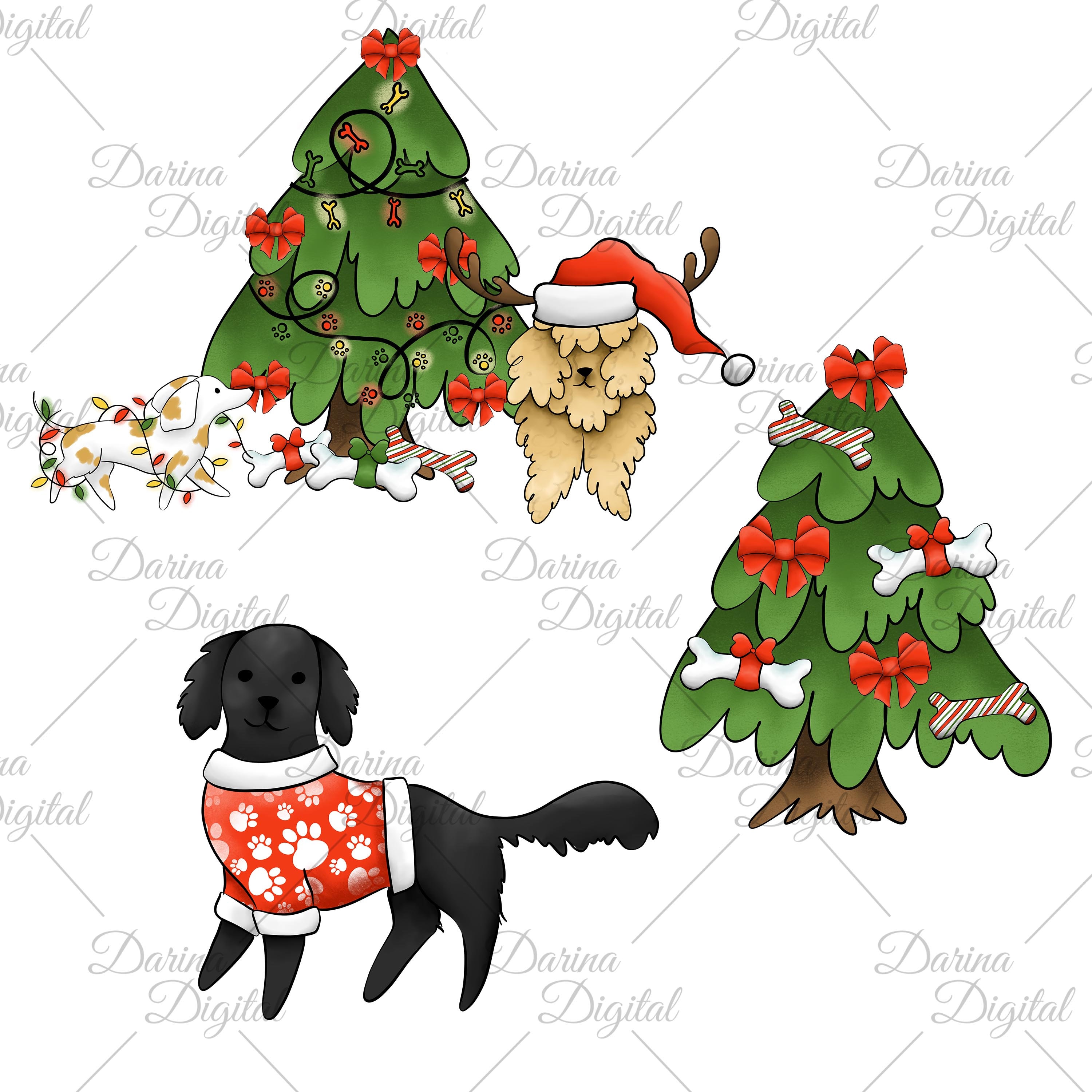 Christmas Dogs Clipart Christmas Clipart Dog Clipart Puppy - Etsy