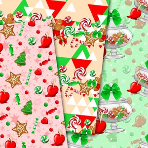 Christmas Sweets Paper, Christmas Pattern, Christmas Cookies Paper ...