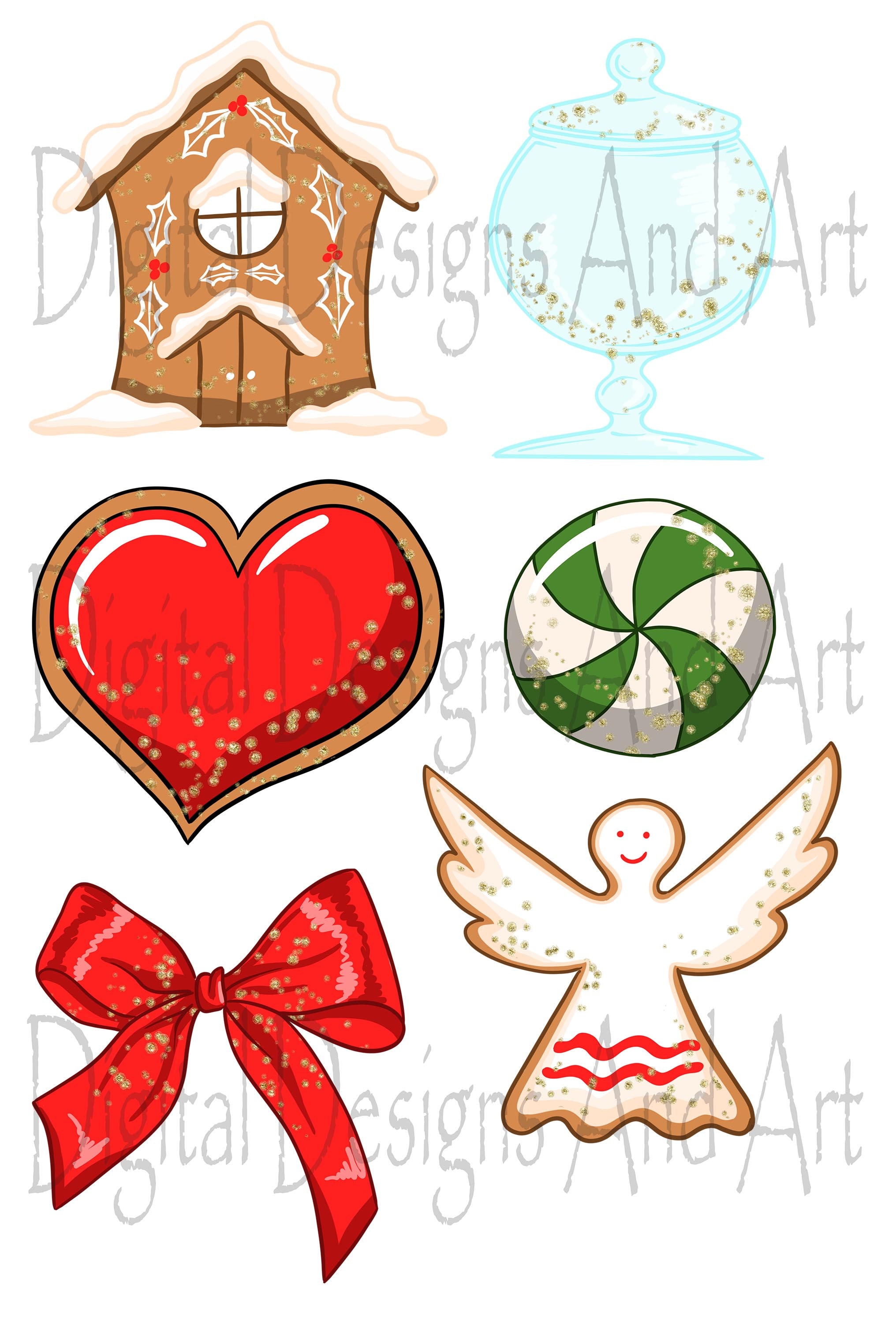 Christmas Cookies Gingerbread House Christmas Clipart | Etsy