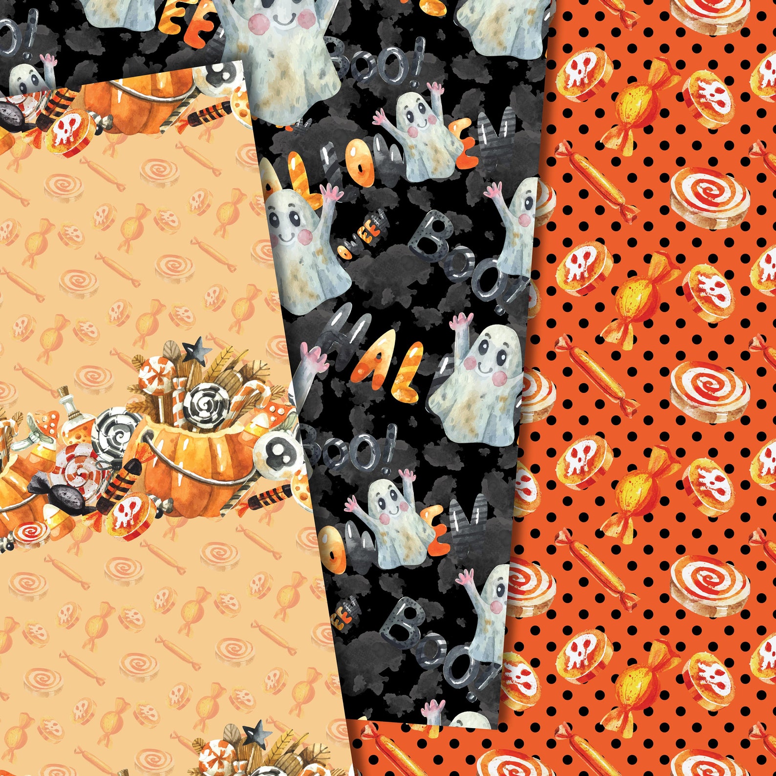 Halloween Digital Paper Halloween Witch Pattern Sweets Paper - Etsy