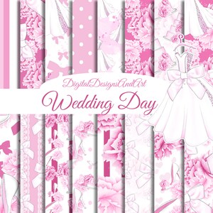 Wedding Day Digital Paper, Wedding Pattern, Wedding Dress Papers ...