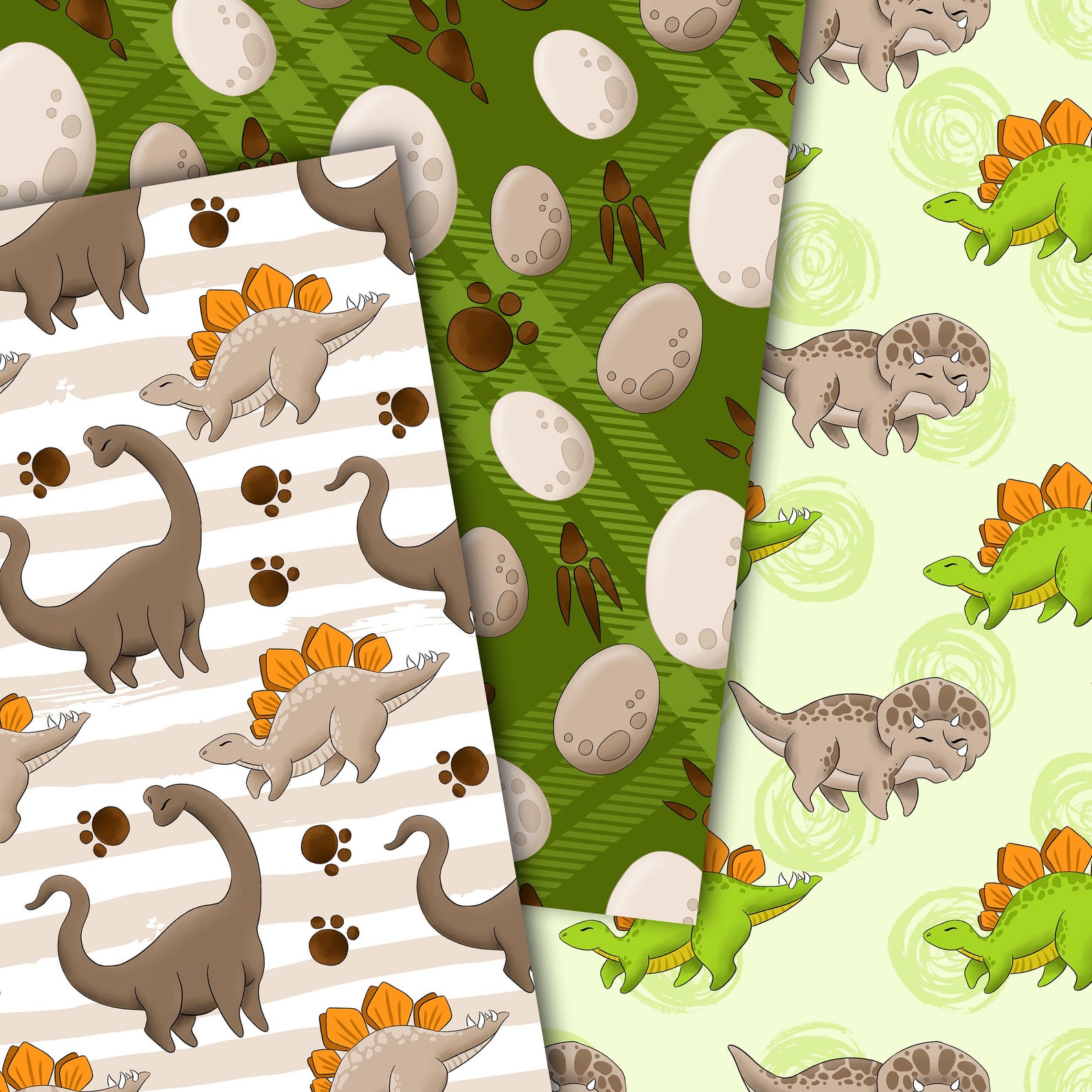 Dinosaur Digital Paper, Dinosaur Pattern, Seamless Pattern, Dino Paper ...