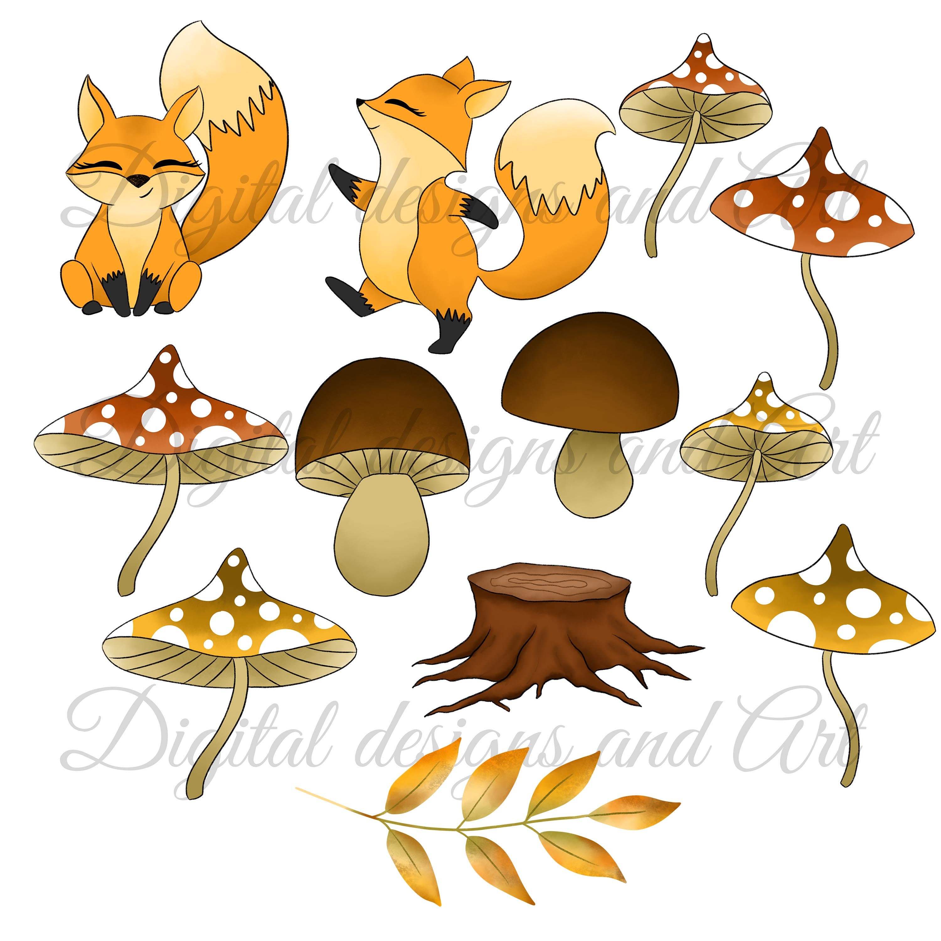 Fox Clipart, Autumn Clipart, Autumn Leaves Clipart, Fall Clipart, Fall ...