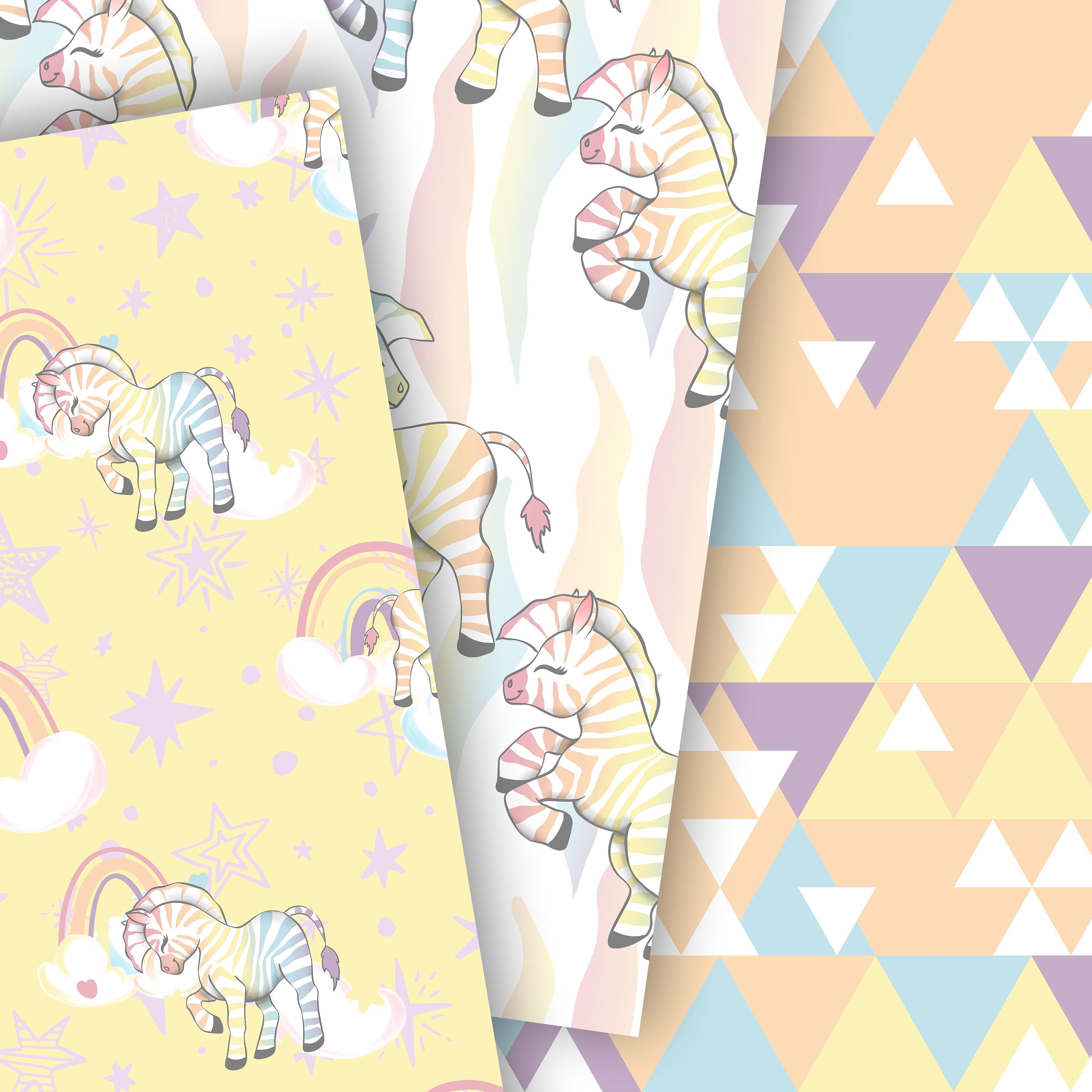 Zebra paper Rainbows paper Rainbow zebra pattern Clouds | Etsy