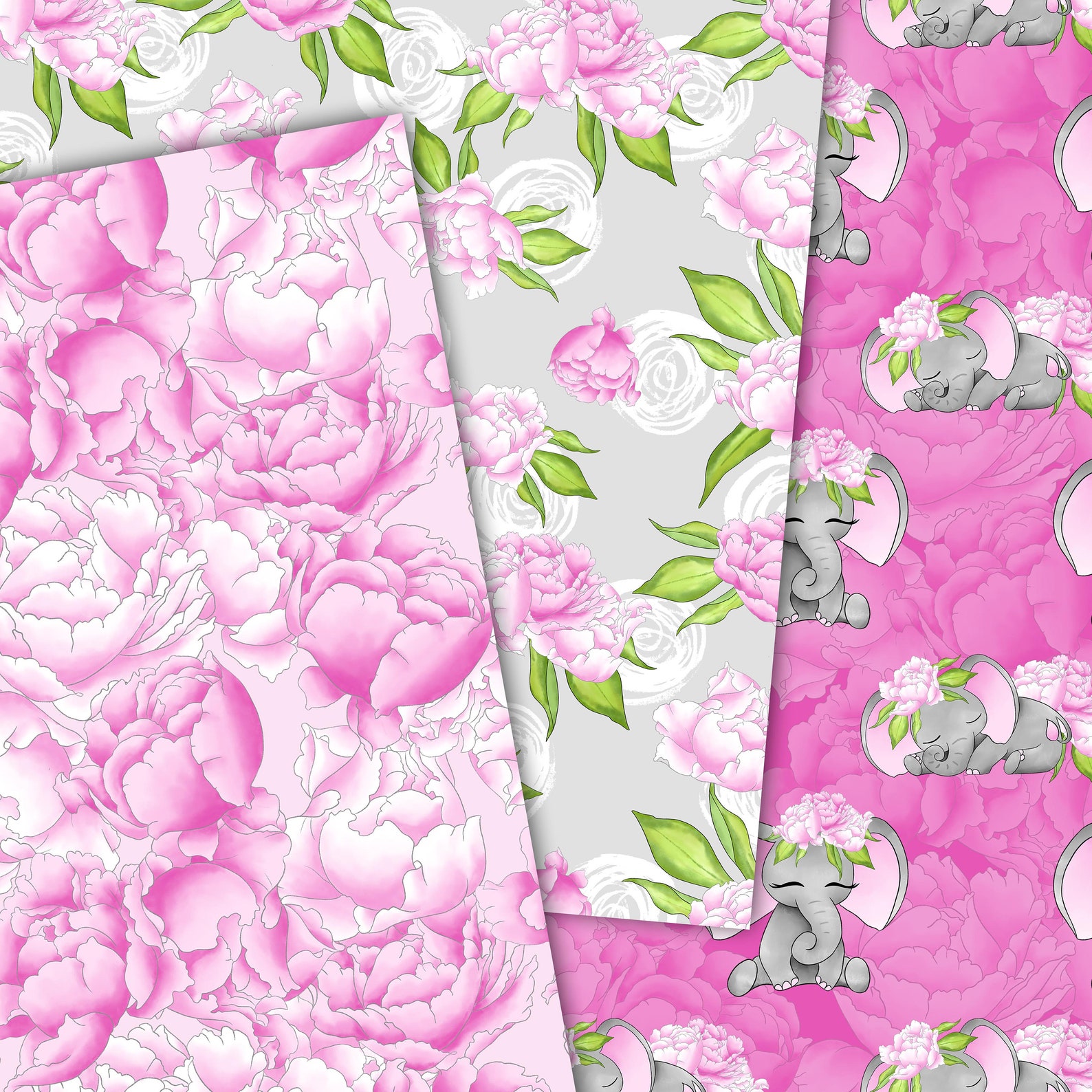 Elephant Digital Paper Elephant Paper Elephant Pattern Baby | Etsy