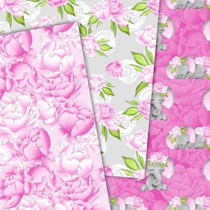 Elephant Digital Paper, Elephant Paper, Elephant Pattern, Baby Digital ...