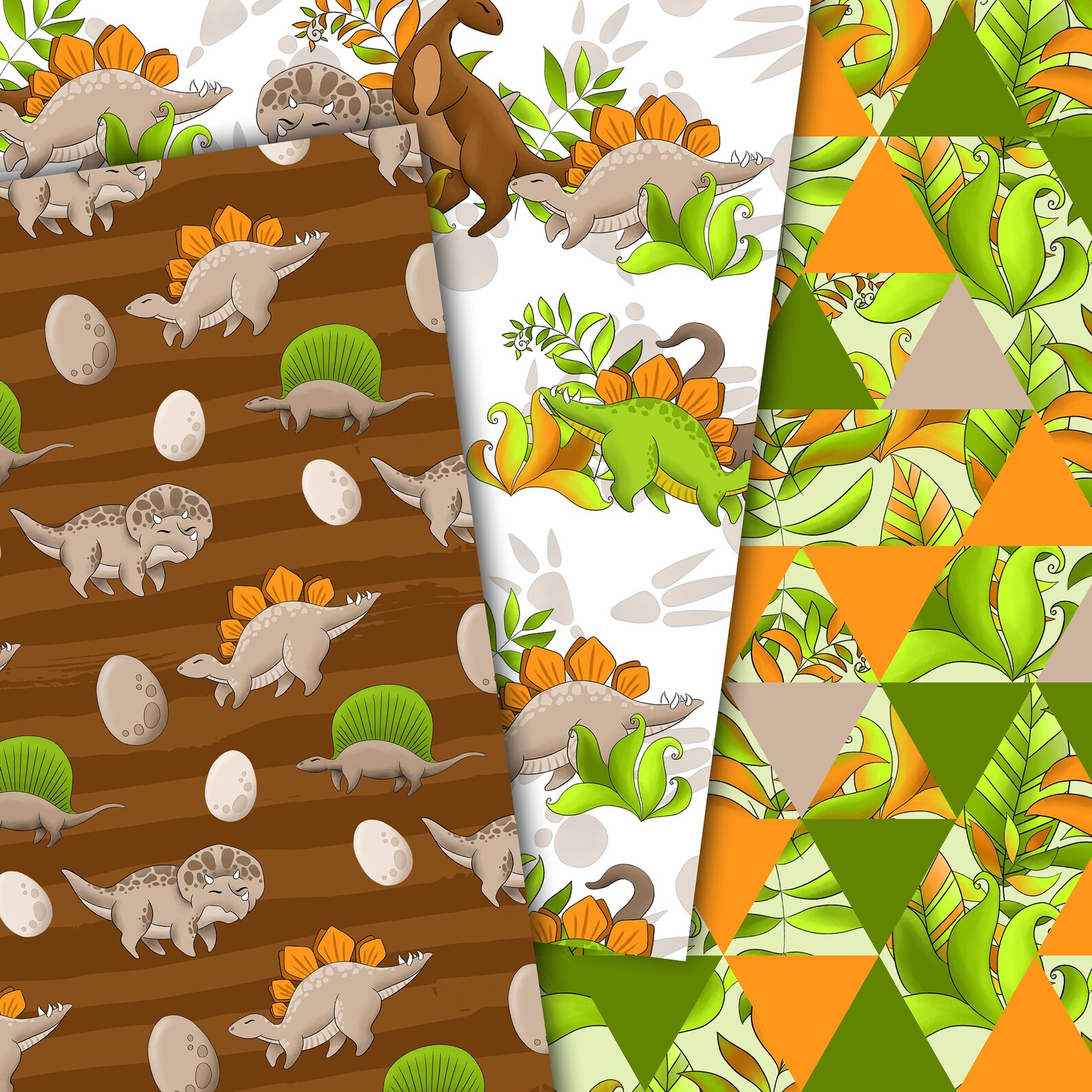 Dinosaur Digital Paper, Dinosaur Pattern, Seamless Pattern, Dino Paper ...