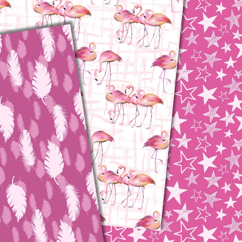 Flamingo Digital Paper Flamingo Pattern Planner Supplies - Etsy