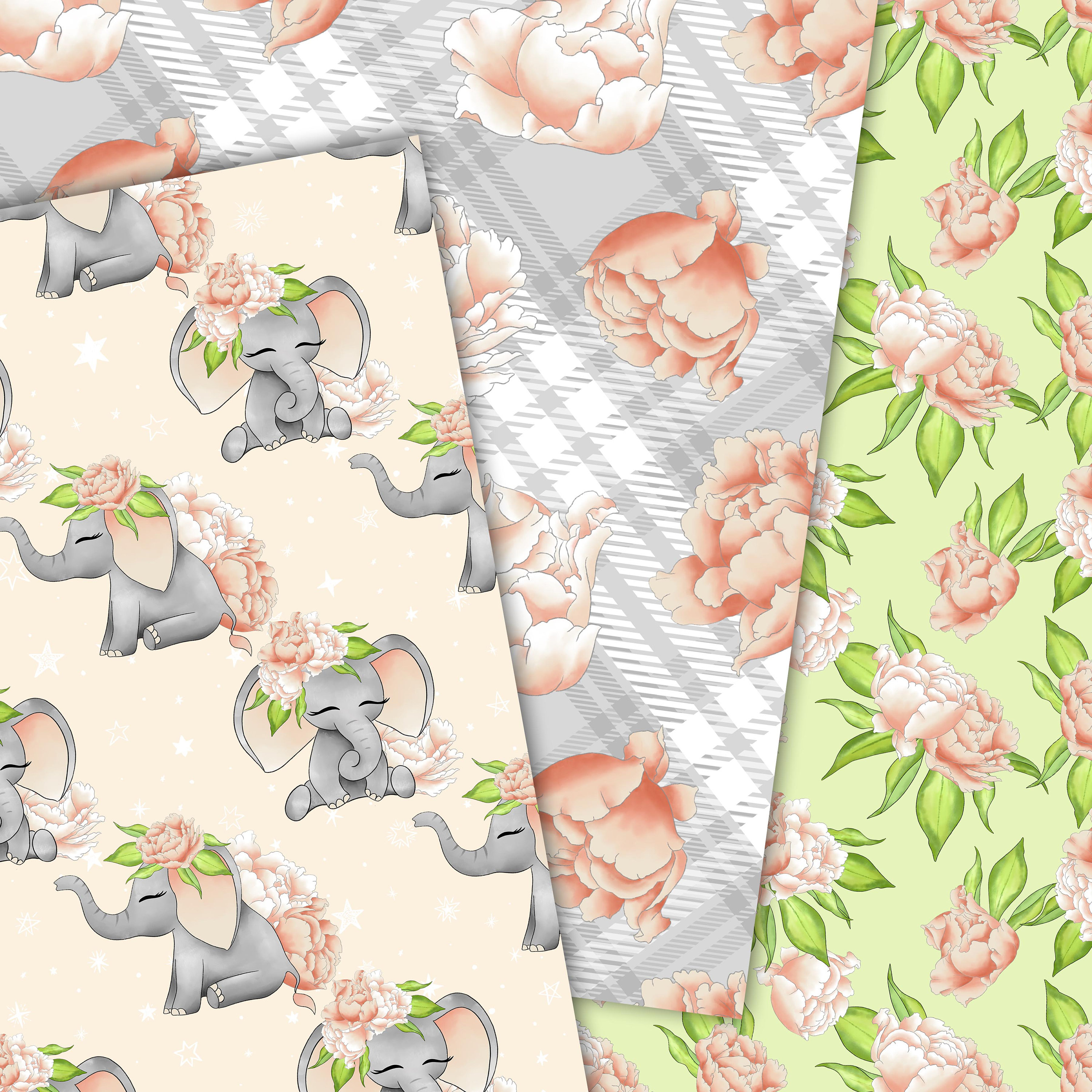 Elephant Paper Elephant Pattern Baby Digital Paper Baby - Etsy