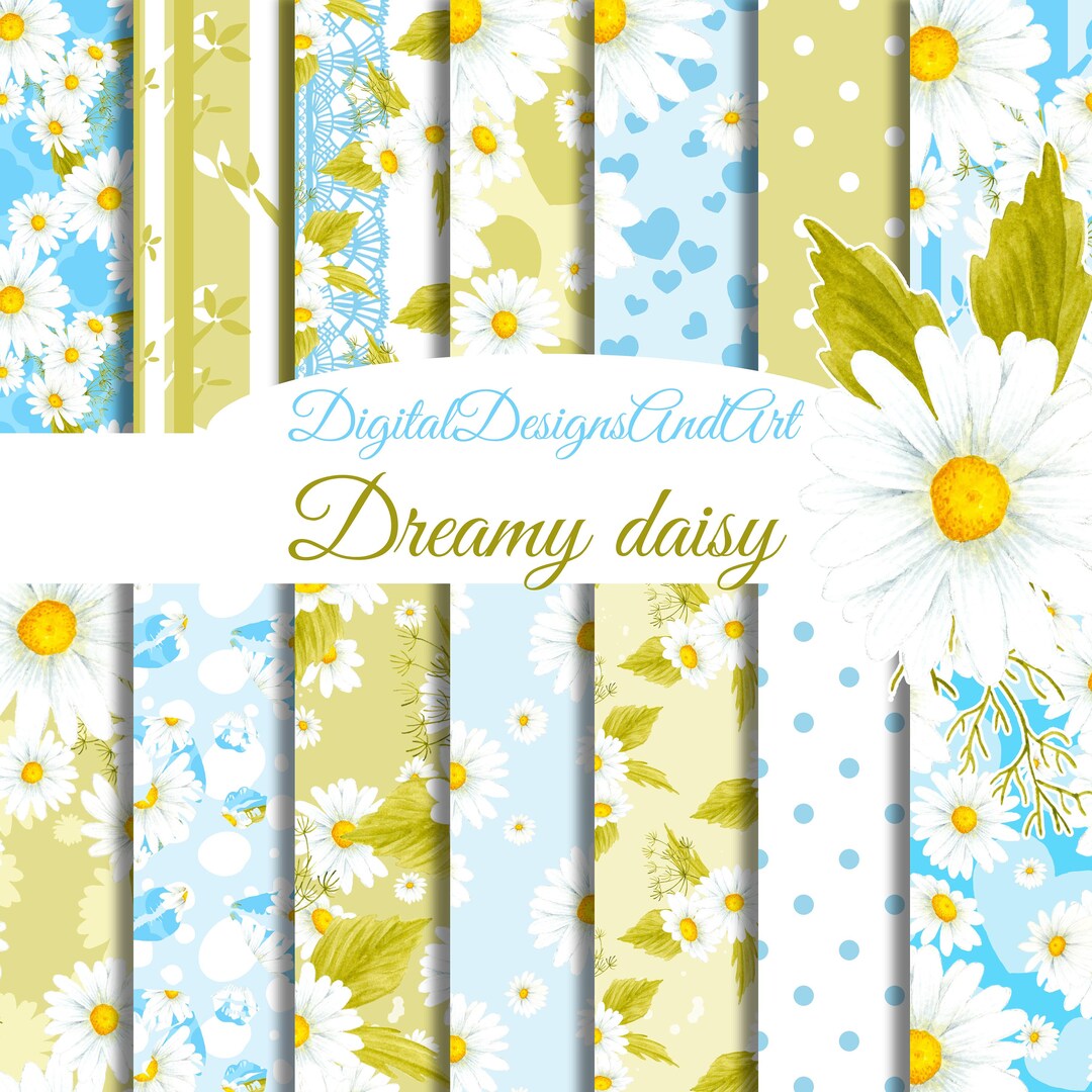 Flower Digital Paper, Daisy Digital Paper Pack, Digital Background ...