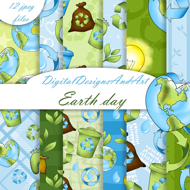 Earth Day Paper Earth Day Pattern Recycle Paper Globe - Etsy