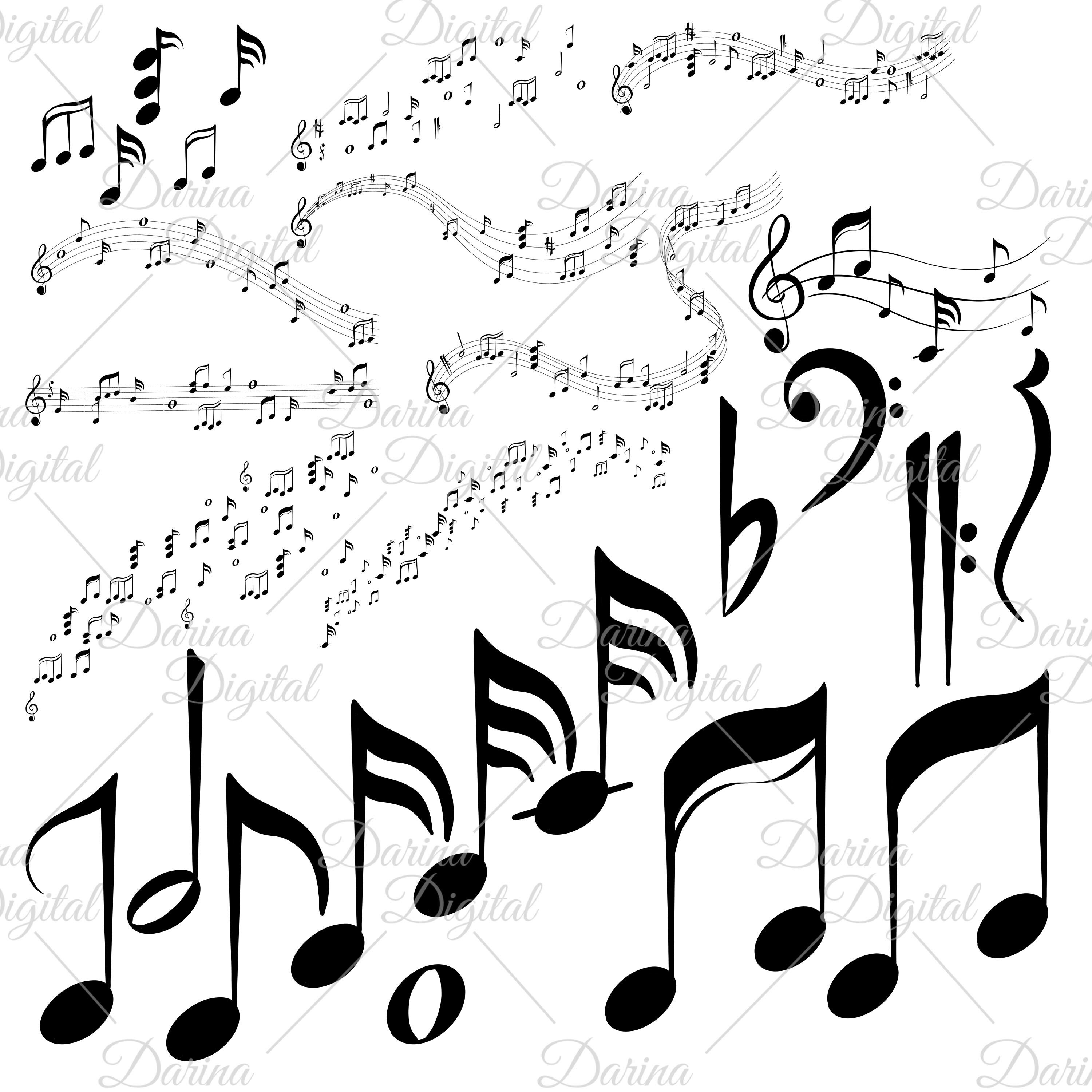 Music notes clipart music clipart music pattern notes | Etsy