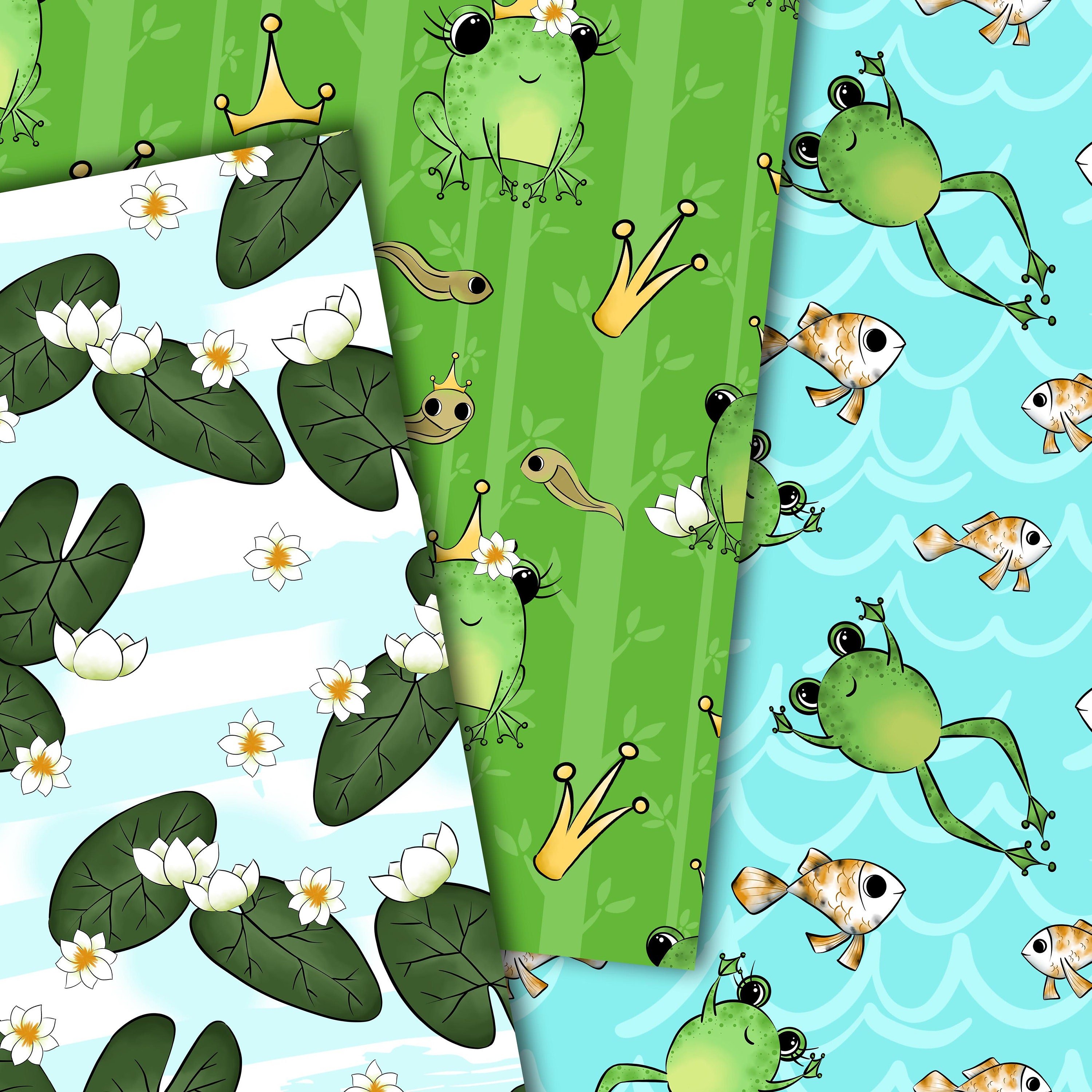 Frog seamless pattern frog digital paper Cute frogs paper | Etsy