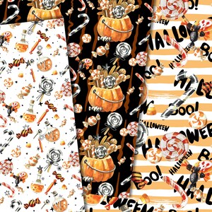 Halloween Digital Paper, Halloween Witch Pattern, Sweets Paper Pack ...