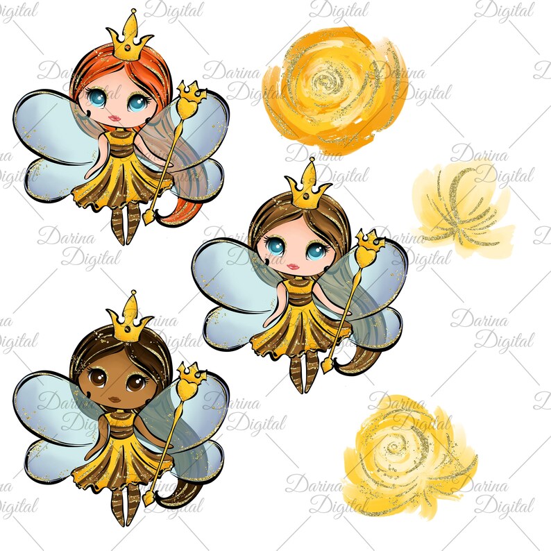 Bee Clipart Bee Fairy Clipart Fairy Illustration Whimsical | Etsy