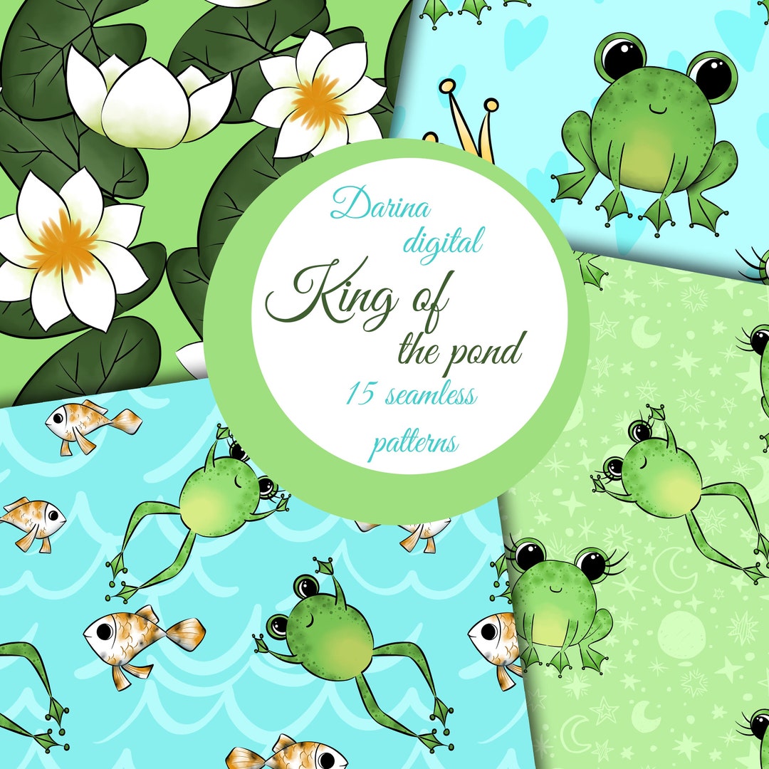 Frog Seamless Pattern, Frog Digital Paper, Cute Frogs Paper, Swamp ...