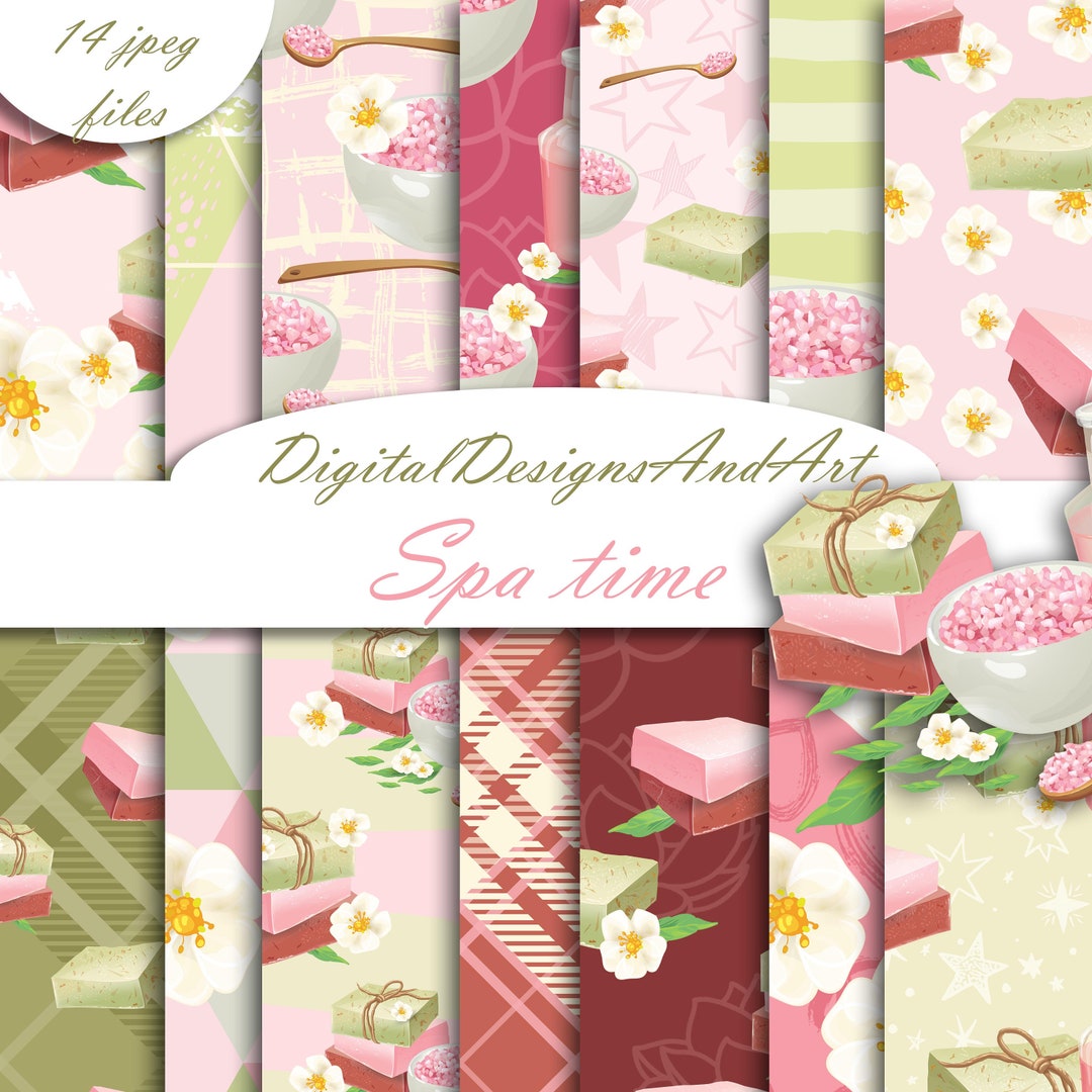Spa Digital Paper Spa Pattern Soap Paper Wellness Paper - Etsy