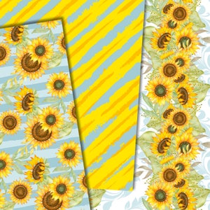 Sunflowers Digital Paper, Printable Paper, Scrapbook Paper, Planner ...
