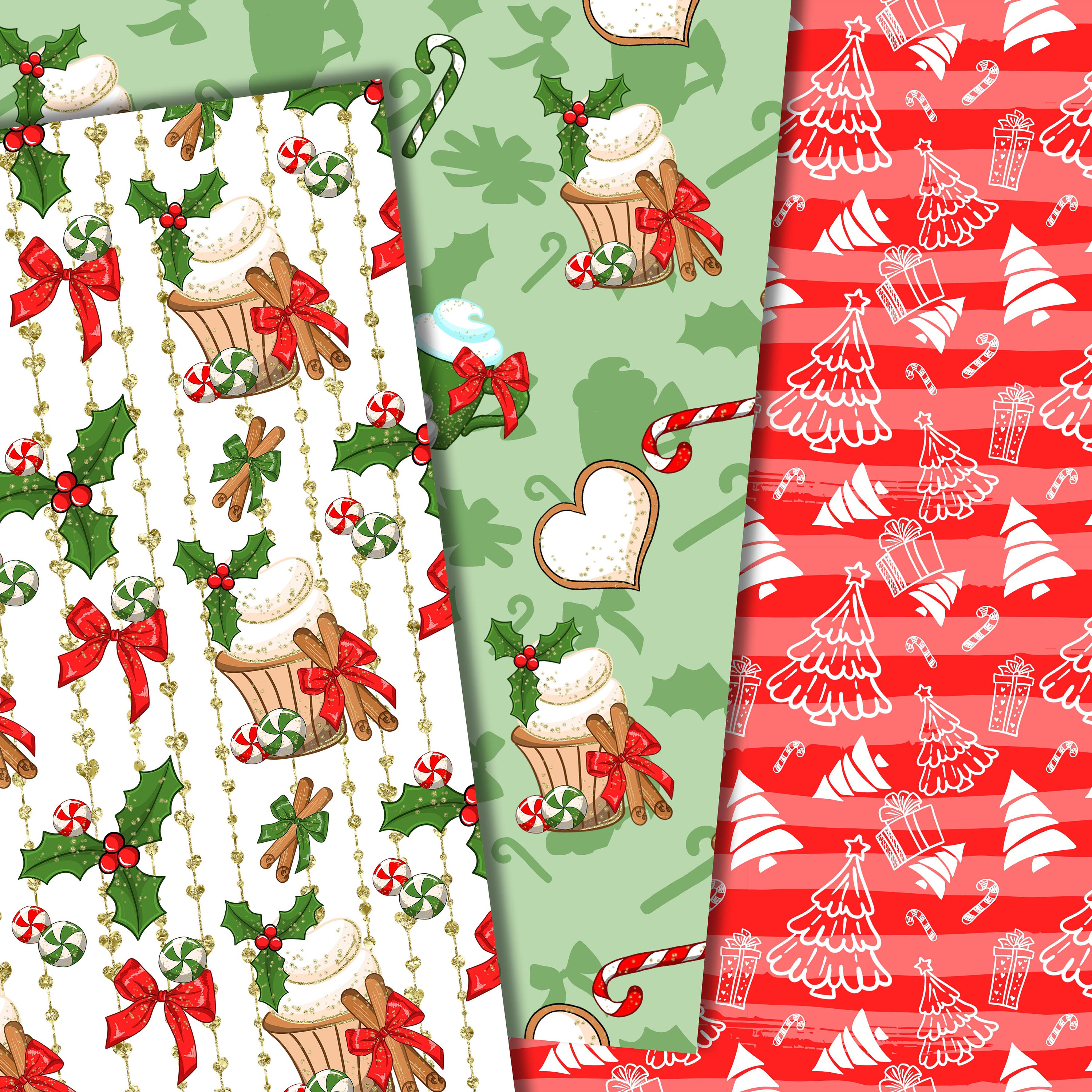 Christmas Digital Paper Christmas Sweets Paper Christmas | Etsy