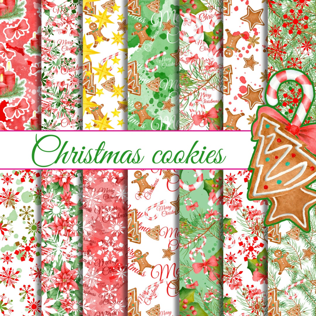 Christmas Cookies Seamless Paper Pack, Christmas Digital Patterns ...