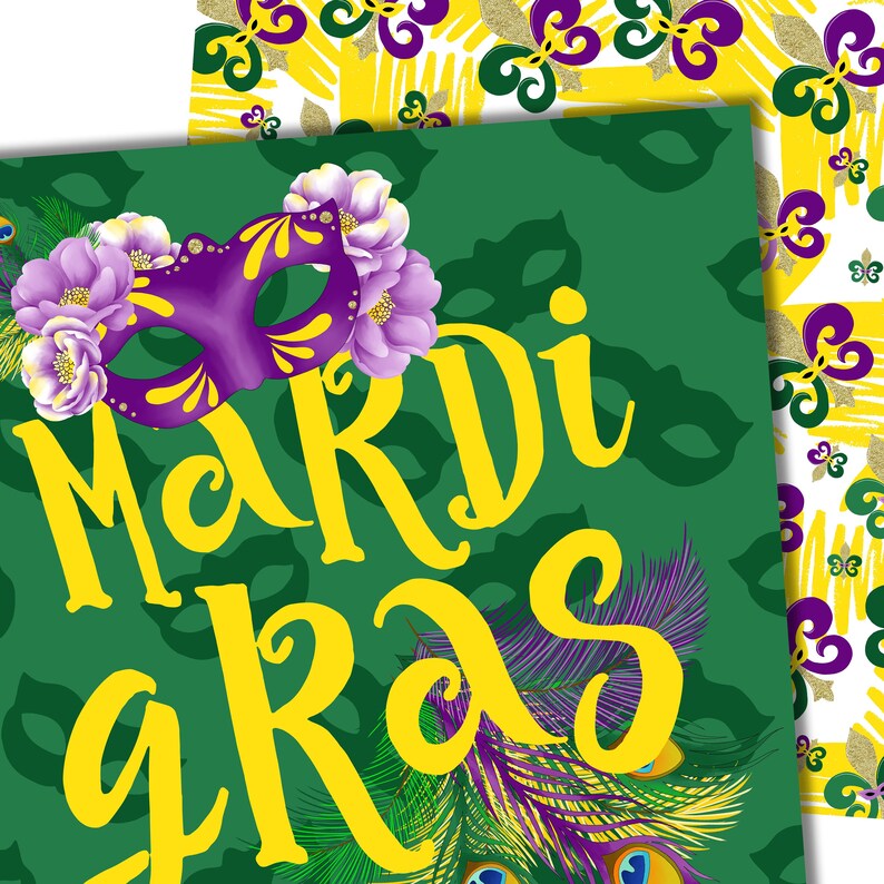 Mardi Gras Glitter Paper, Fun Digital Paper, Holiday Digital Paper ...
