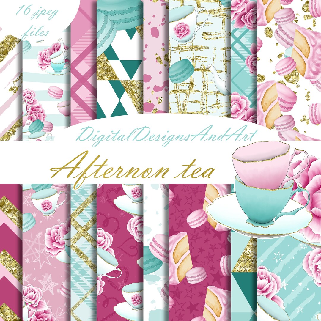 Tea Digital Paper, Scrapbook Paper, Planner Supplies, Sticker Supplies ...