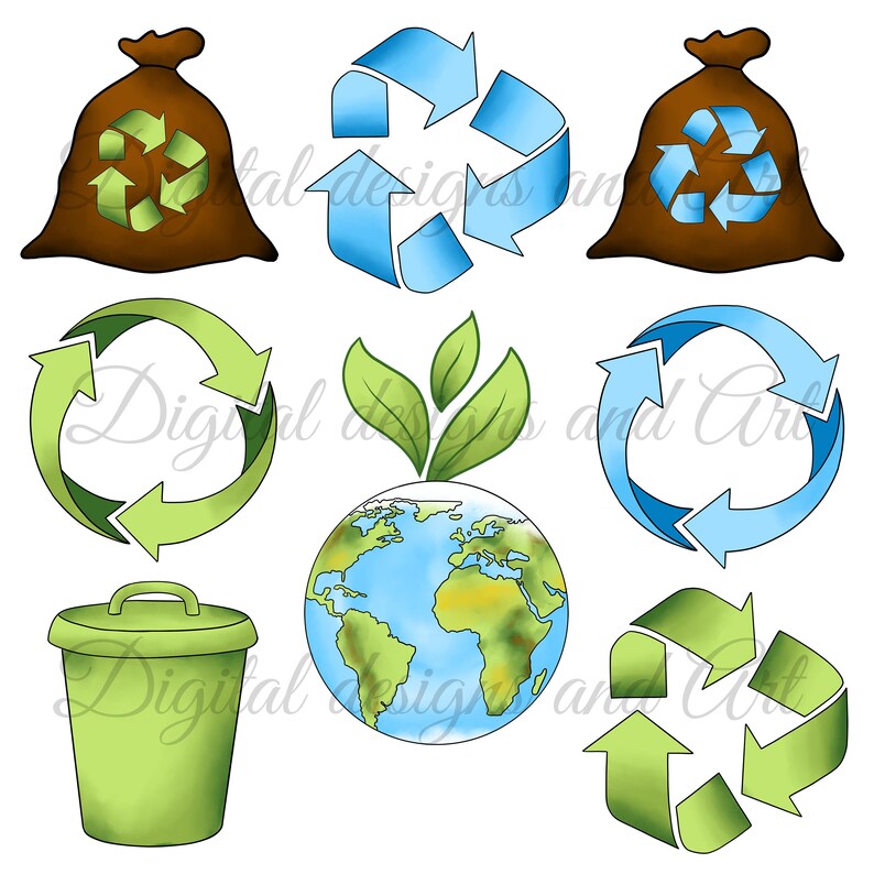 Earth Day Clipart Earth Clipart Recycle Clipart Globe | Etsy