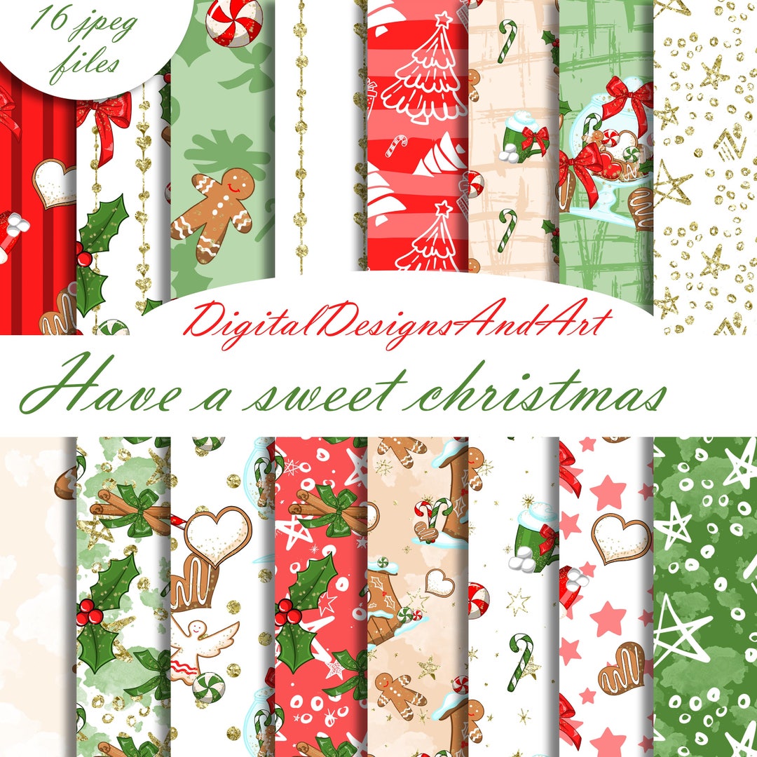 Christmas Digital Paper, Christmas Sweets Paper, Christmas Paper ...