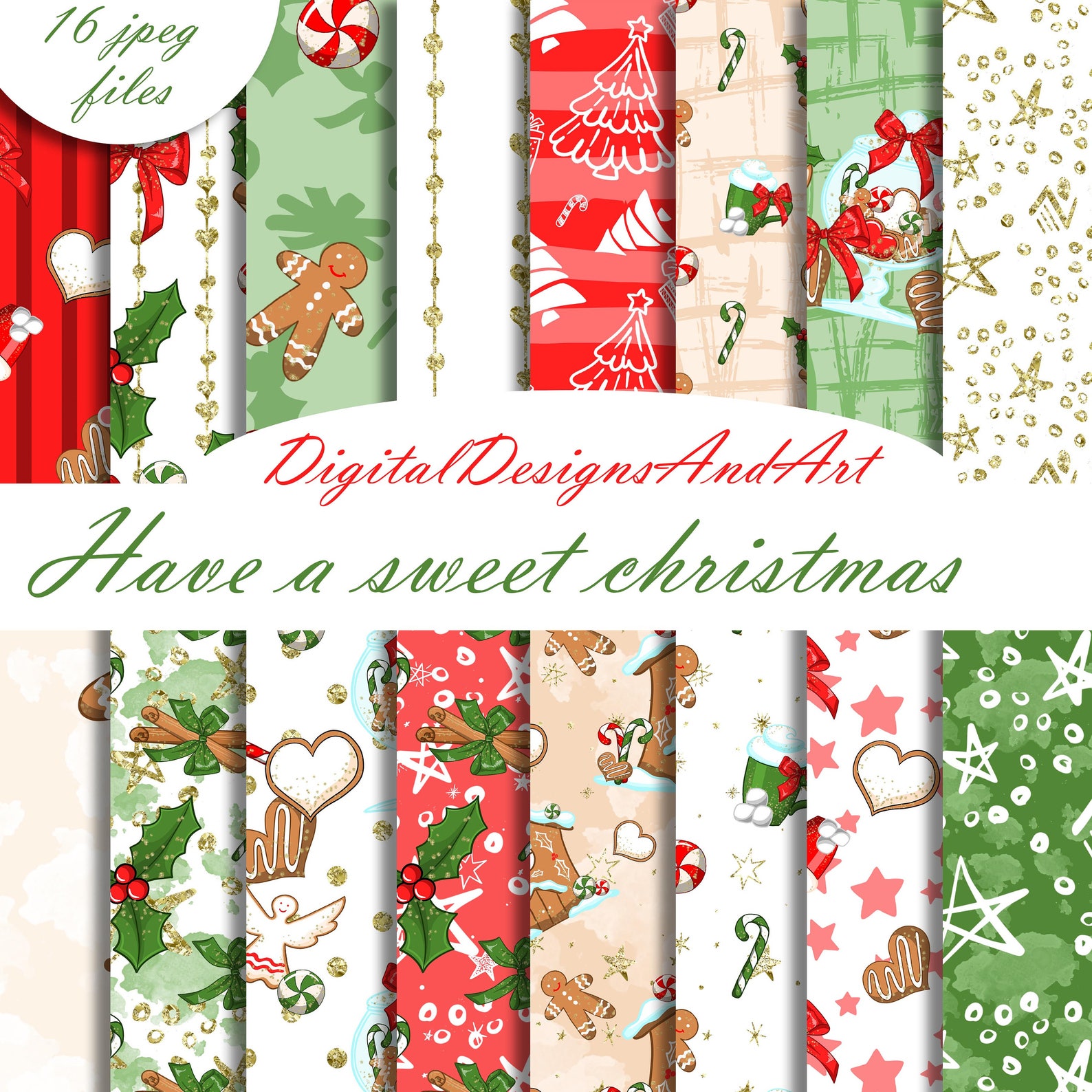 Christmas Digital Paper Christmas Sweets Paper Christmas | Etsy