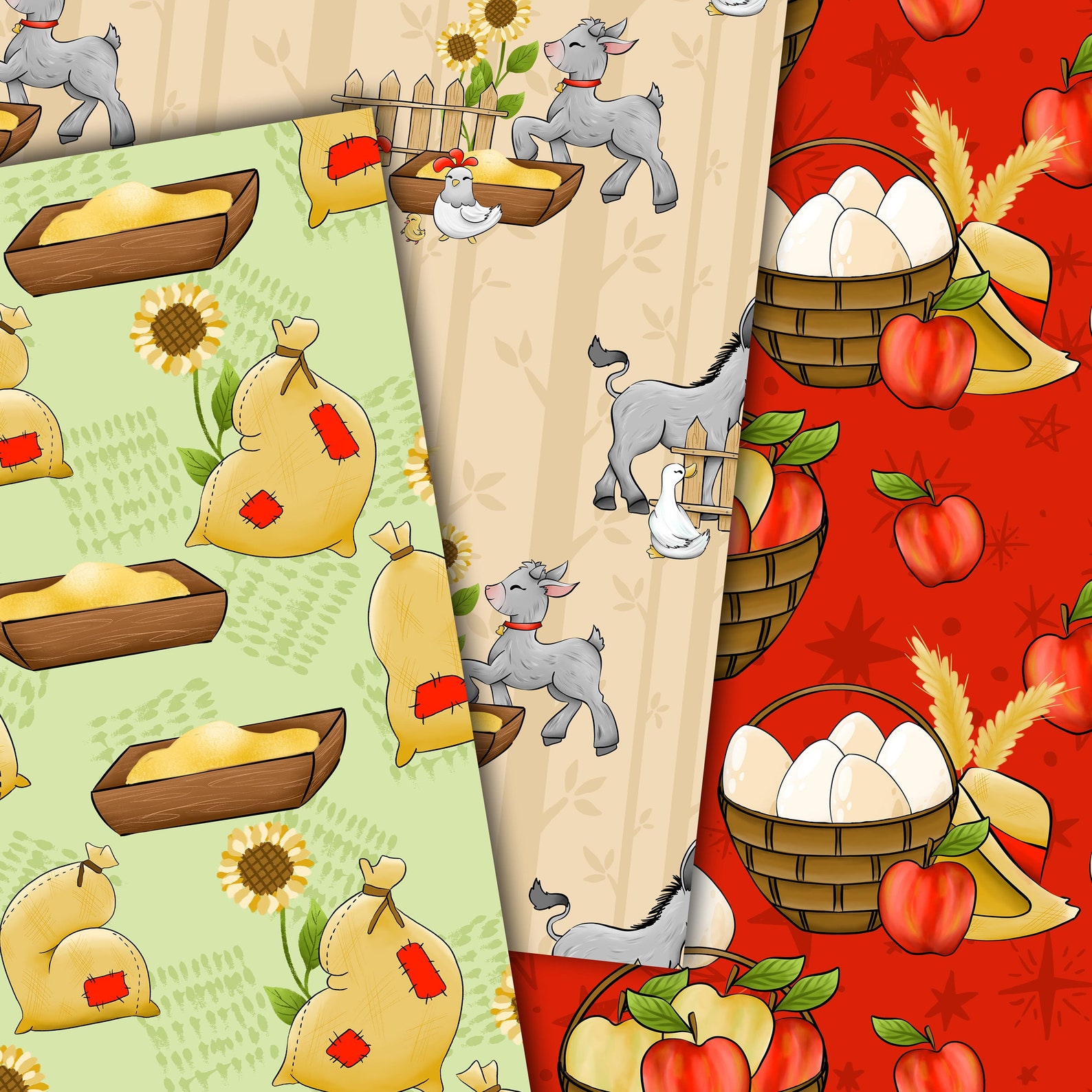 Farm Digital Paper Farm Pattern Country Paper Ranch Paper - Etsy