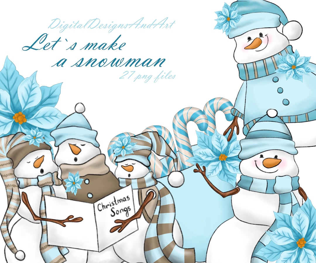 Snowman Clipart, Winter Clipart, Snowman Illustration, Watercolor ...