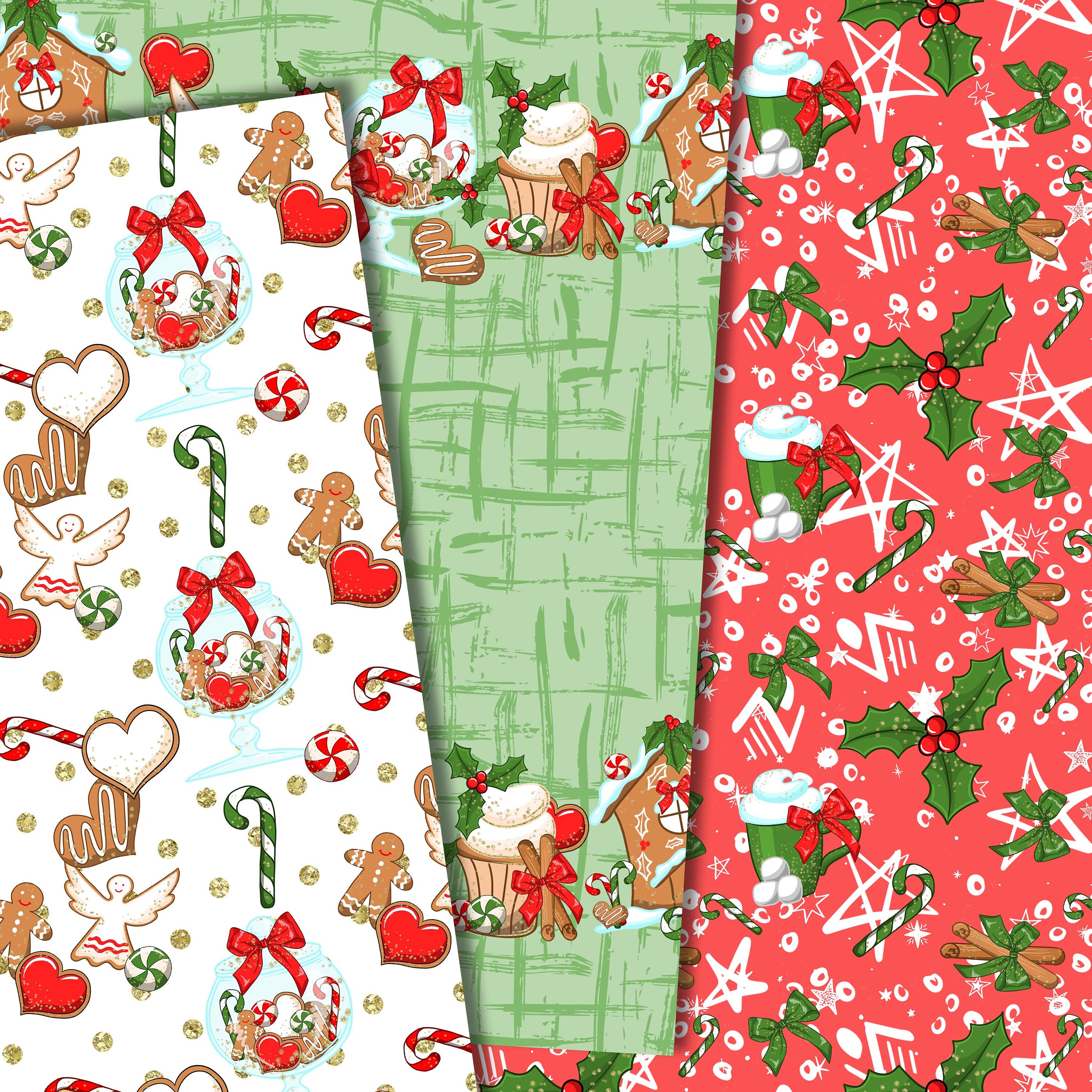 Christmas Digital Paper Christmas Sweets Paper Christmas | Etsy