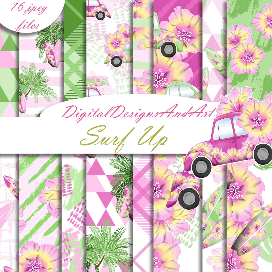 Surf Digital Paper, Sea Fun Pattern, Sea Pattern, Summer Paper ...