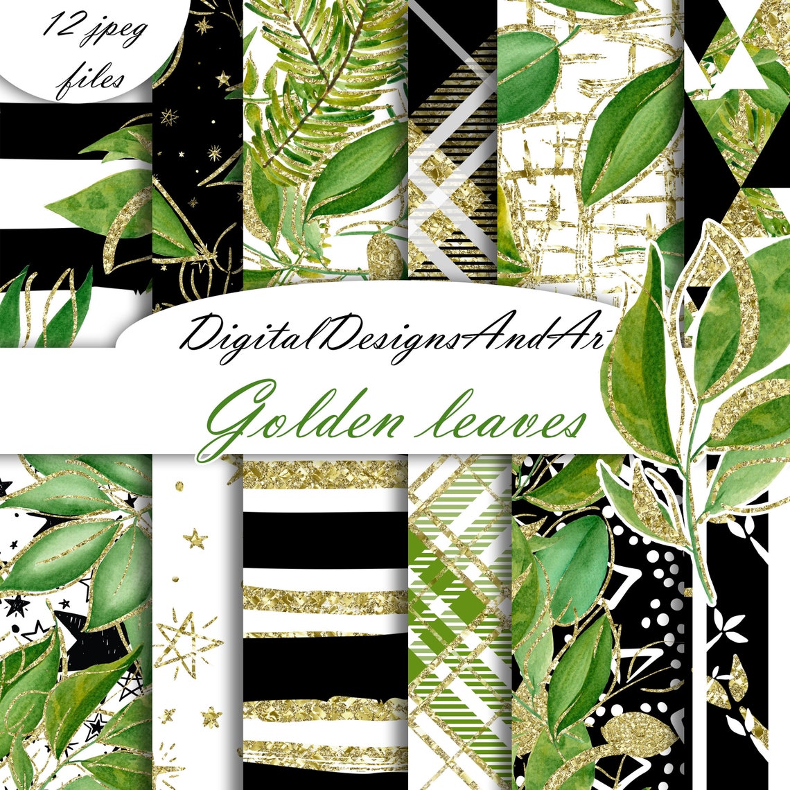Green Leaves Paper, Glitter Leaves, Leaves Paper, Green Leaf Pattern ...