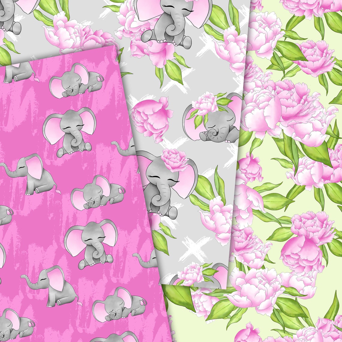 Elephant Digital Paper Elephant Paper Elephant Pattern Baby | Etsy